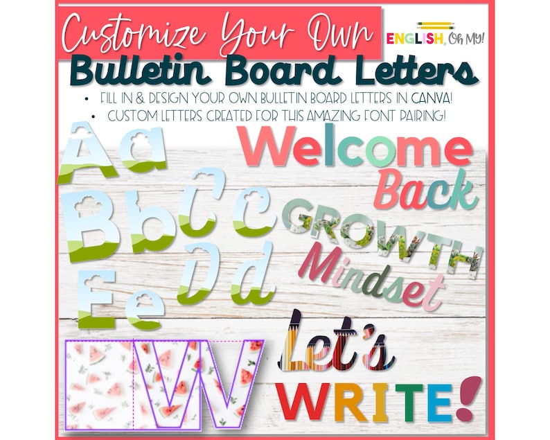 Fill Your Own Font, Custom Bulletin Board Letters, Drag & Fill Canva ...
