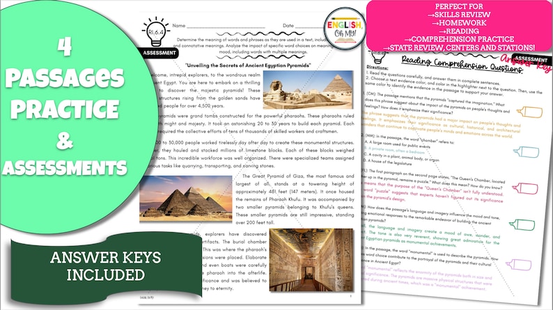 Word Choice, Tone, Reading Passages With Comprehension Questions-ri.6.4 ...