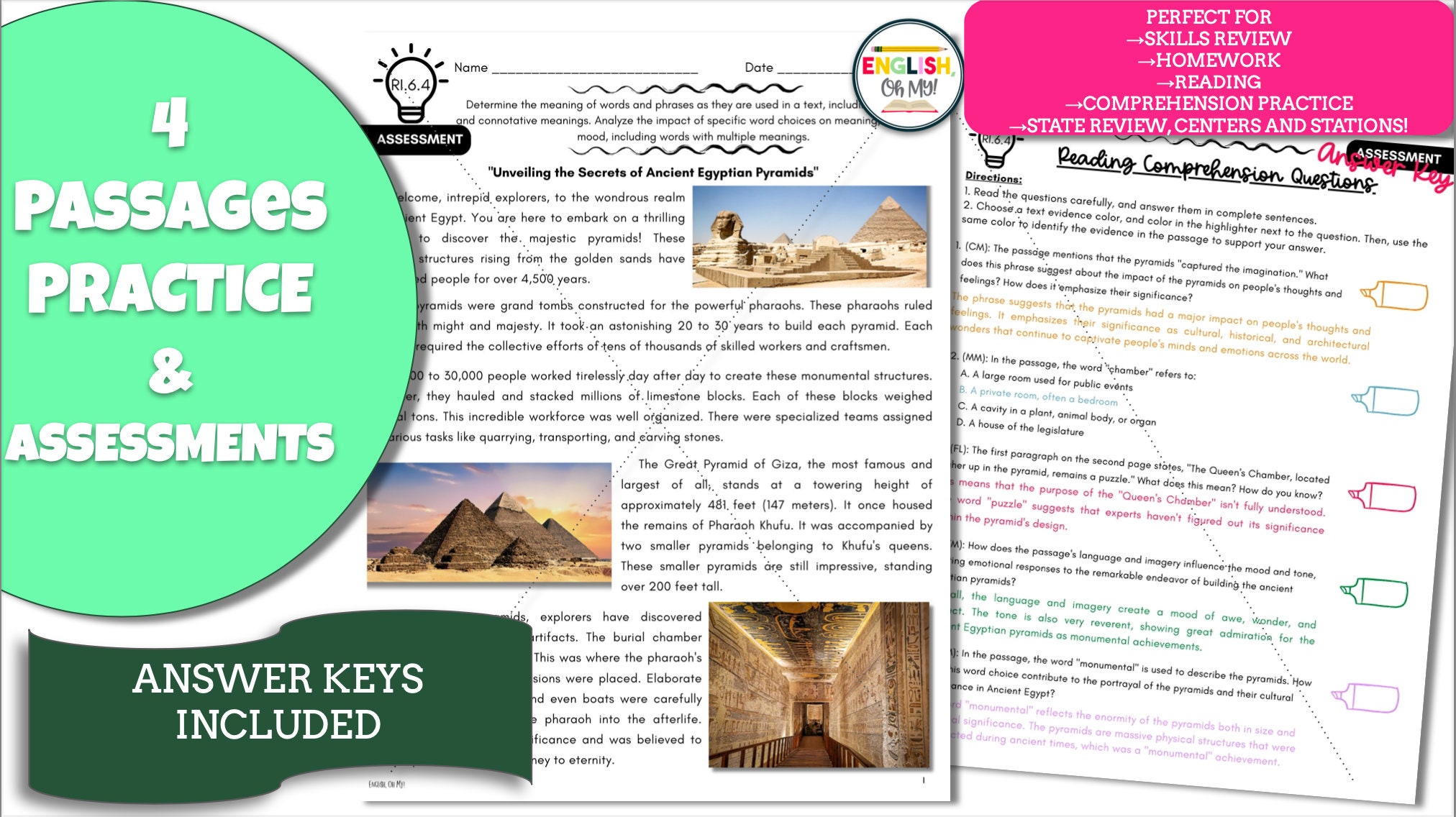 Word Choice, Tone, Reading Passages With Comprehension Questions-ri.6.4 ...