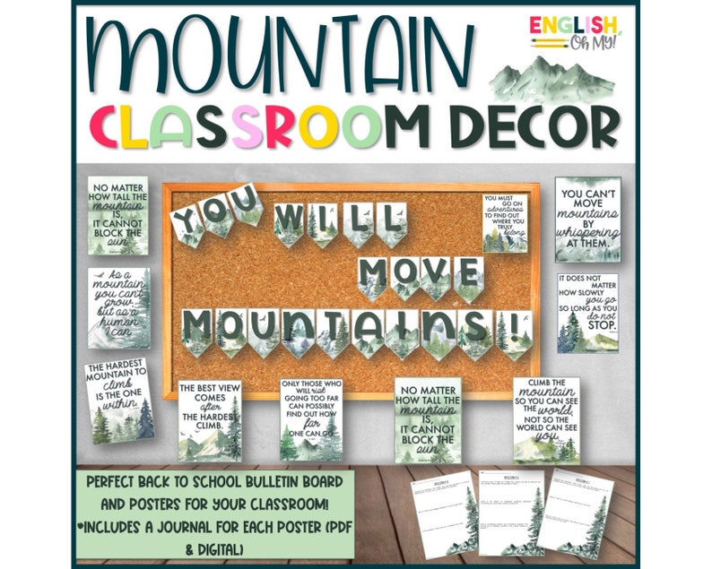 Mountain & Forest Posters, Classroom Decor, Growth Mindset, Bulletin ...