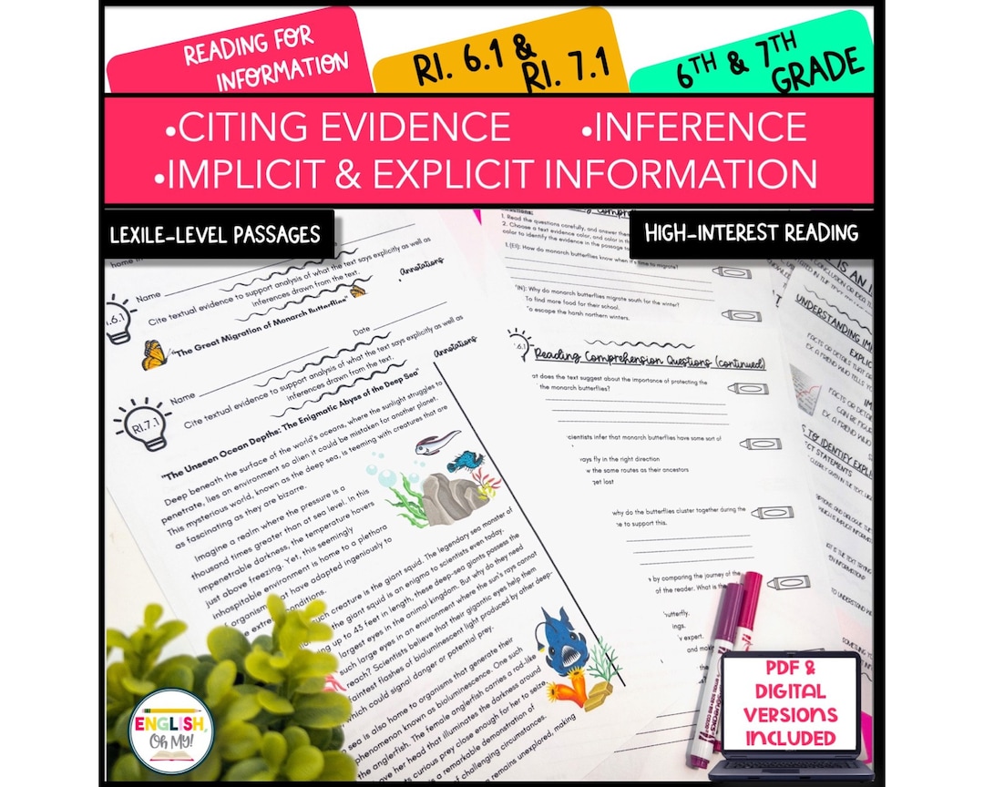 Reading for Information, RI. 6.1 & 7.1, Citing Evidence, Inference ...