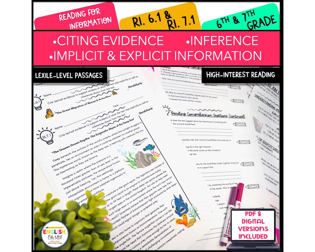 Citing Evidence, Inference Reading Comprehension, Literature, Reading ...