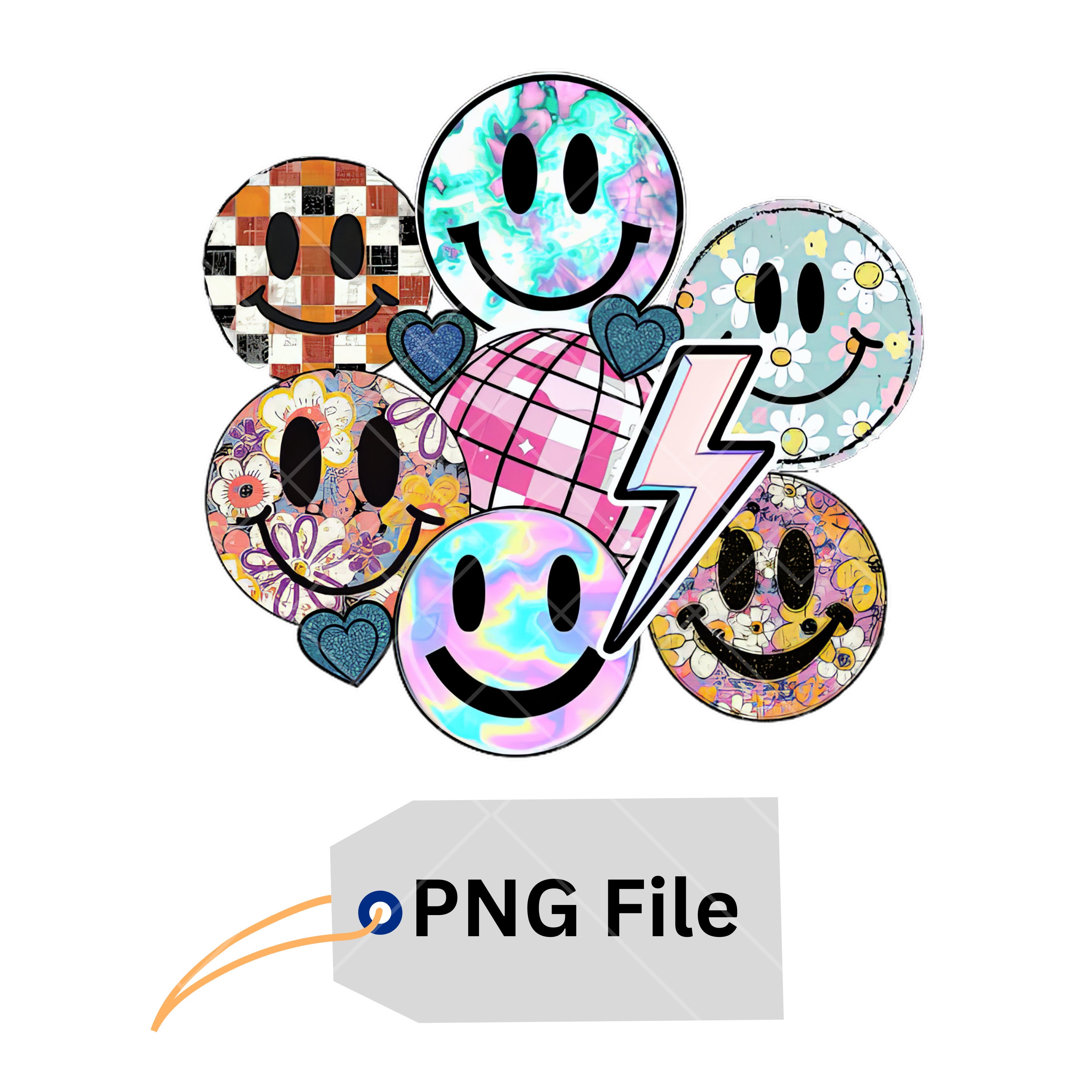 Smiley Face Retro PNG Flower Print Smile Face PNG Design Sublimation ...