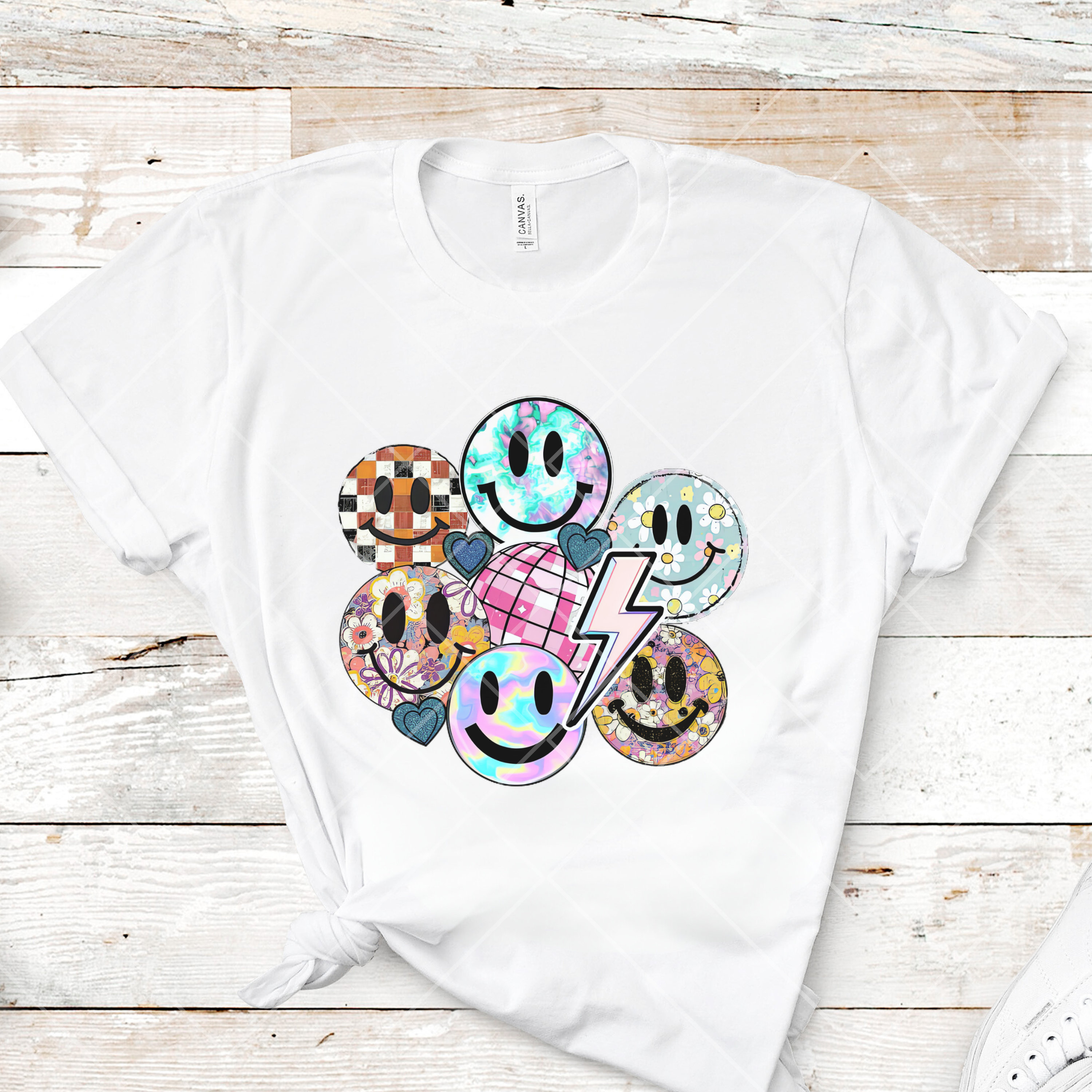 Smiley Face Retro PNG Flower Print Smile Face PNG Design Sublimation ...