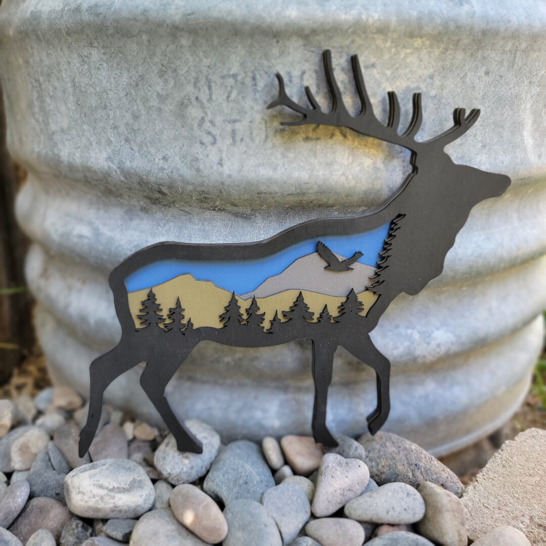 3D Multi-layered Wood Elk With Scenery - Etsy