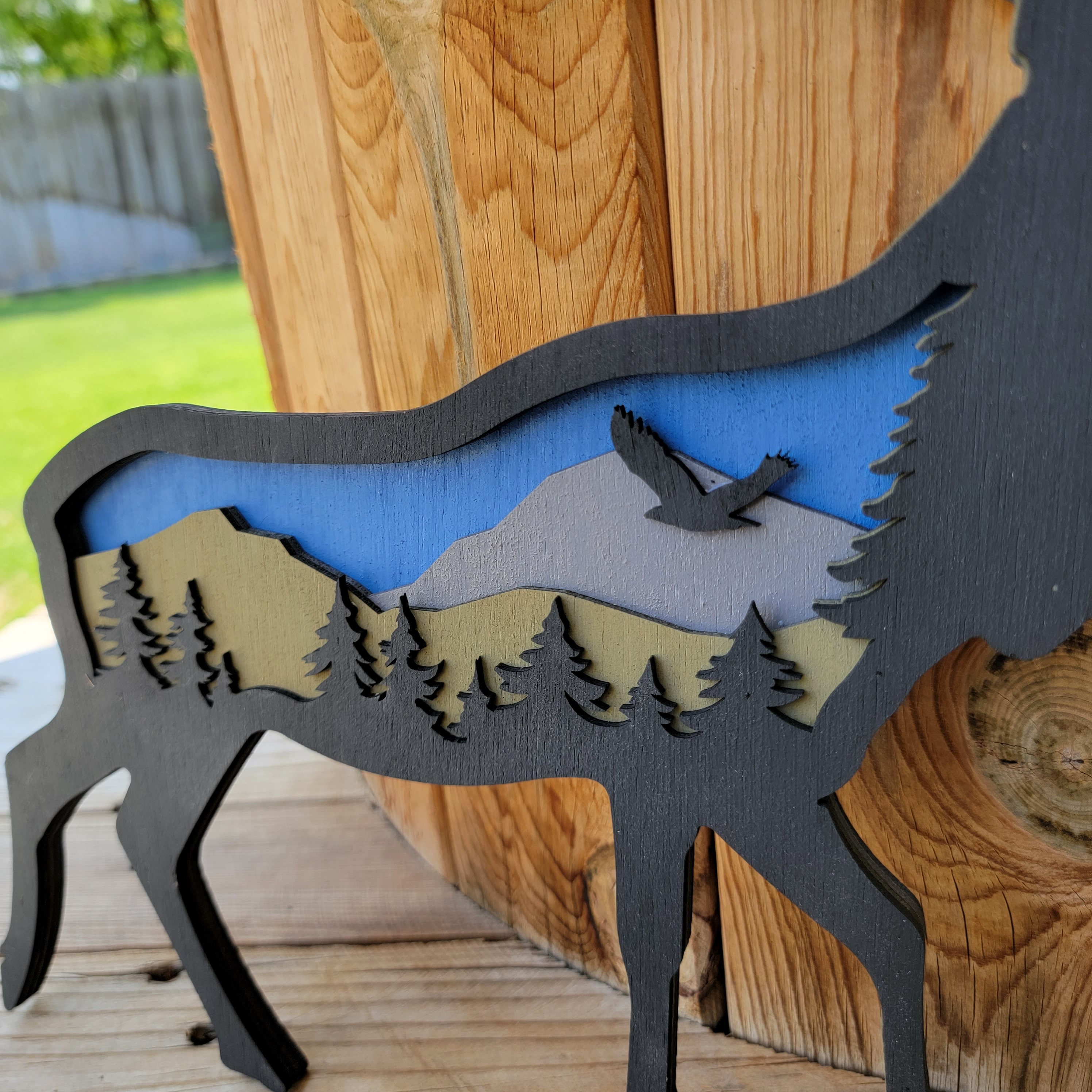 3D Multi-layered Wood Elk With Scenery - Etsy