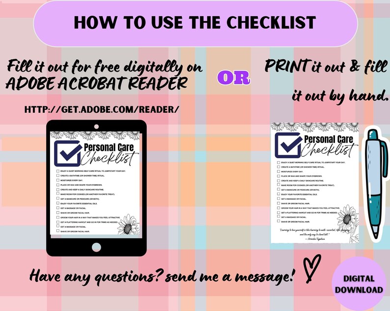 SELF -CARE CHECKLIST Daily, Weekly and Monthly - Sunflower Theme - Etsy