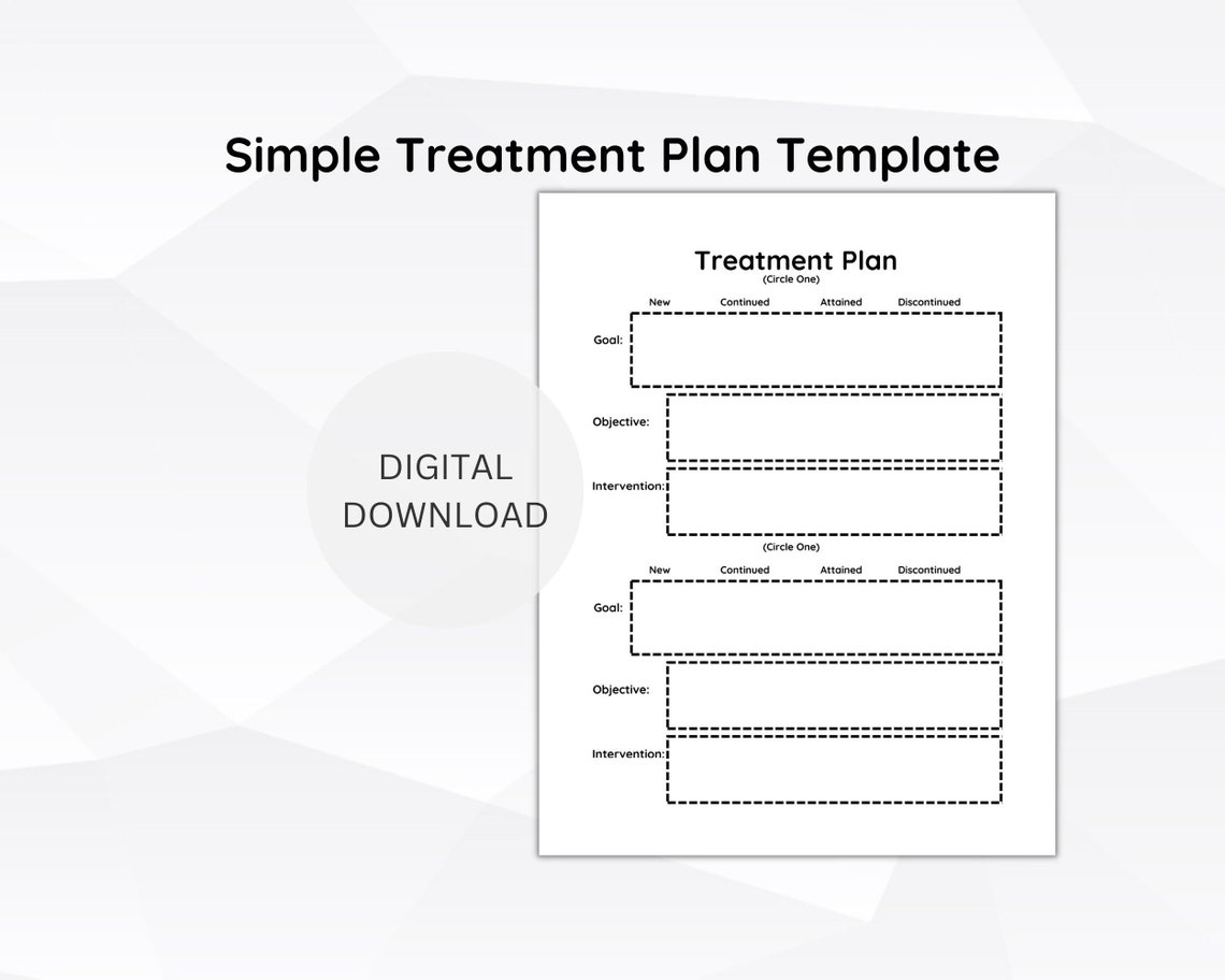 Treatment Plan Template for Mental Health Professionals - Etsy