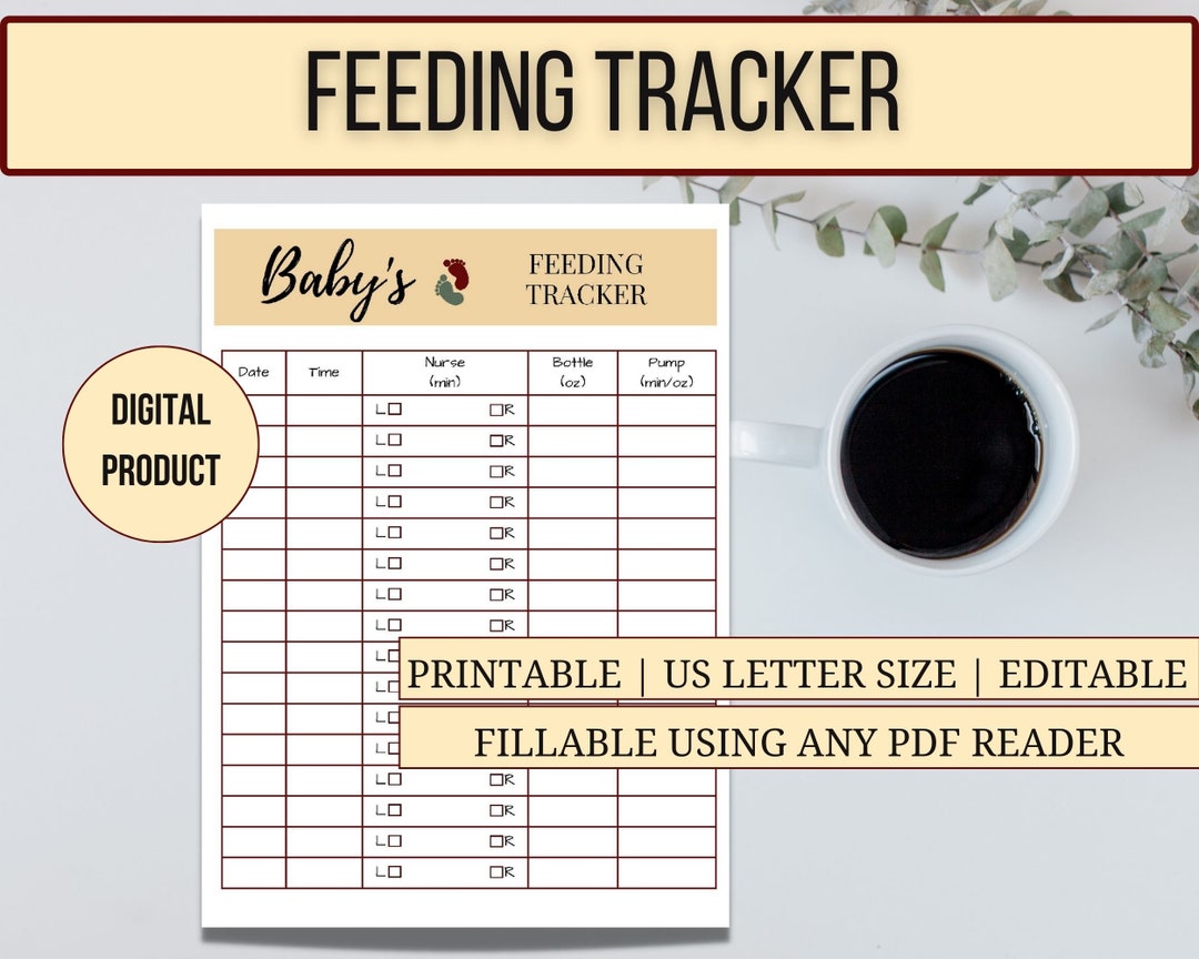 Baby Feeding Tracker Editable Baby Feeding Log PDF Daily - Etsy