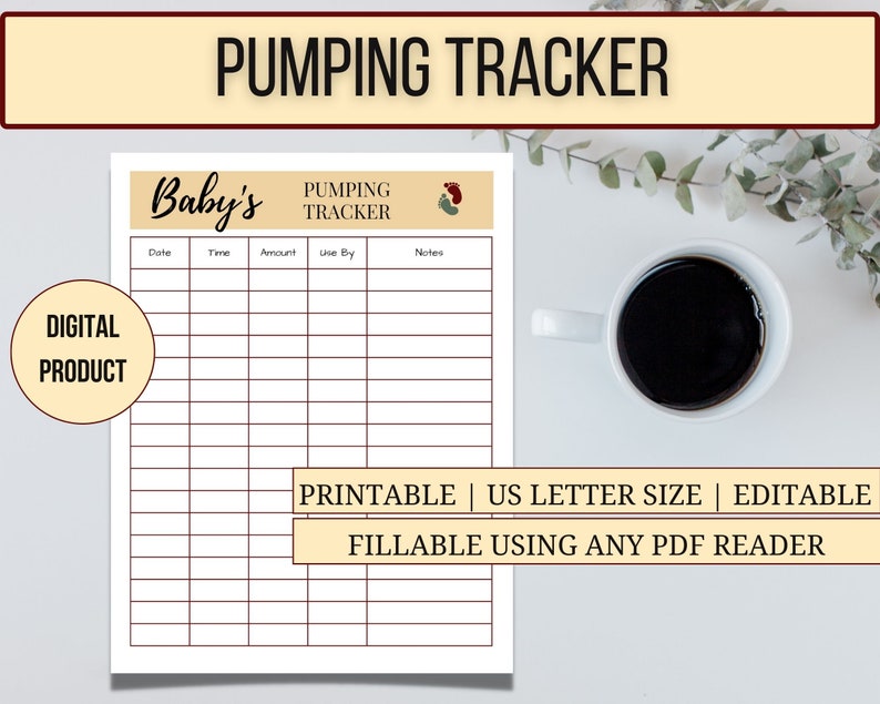 Pumping Schedule Tracker Printable Editable Pumping Journal - Etsy