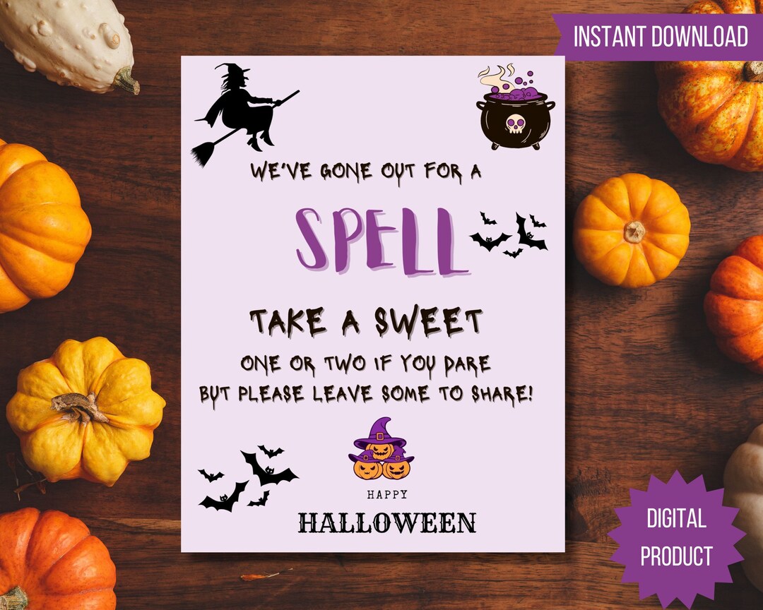Buy Trick or Treat Sign Printable Halloween Trick or Treat Sign Candy ...