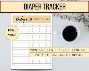 Diaper Log Printable, Baby Diaper Change Tracker Planner PDF, Daily ...