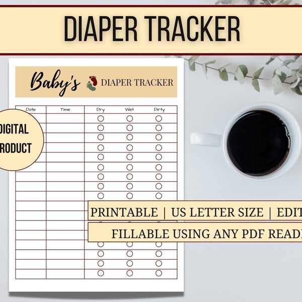 Diaper Chart Editable - Etsy
