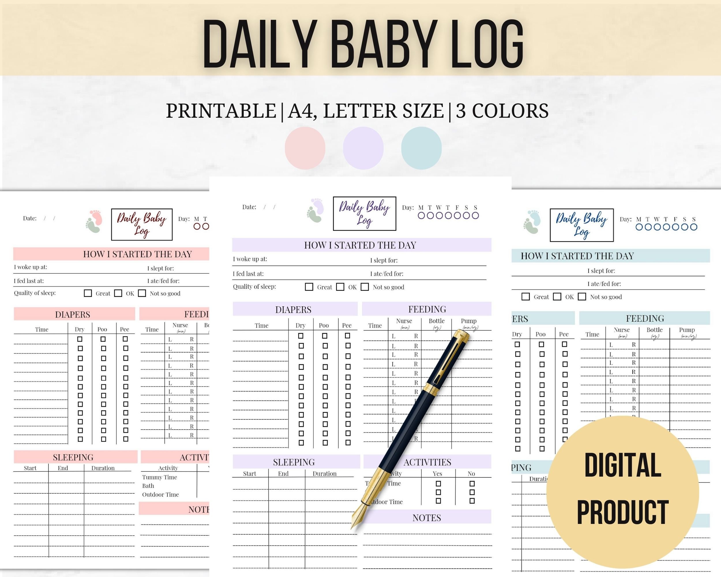 Daily Baby Tracker Printable, Newborn Schedule Log (digital Download ...