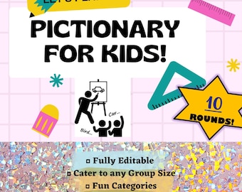 Pictionary Game Fully Editable Version for Any Group Size| Family Draw ...