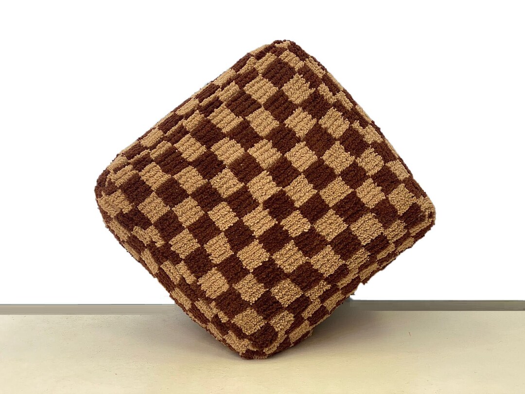 Moroccan Checker Ottoman Square Sofa Pouf, Woven Bohemian Living Room ...