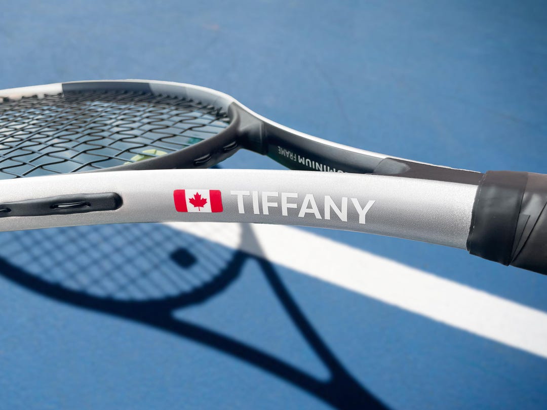 2x Tennis Racket Decals, Racquet Decals, Gift Name Stickers for Tennis ...