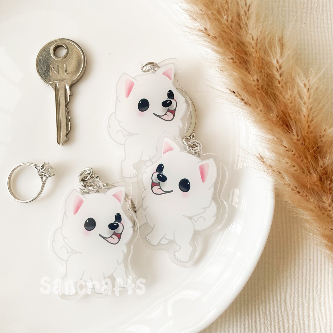 Samoyed Cute Keychain improves Mood and Mental Health Lovely Personal ...