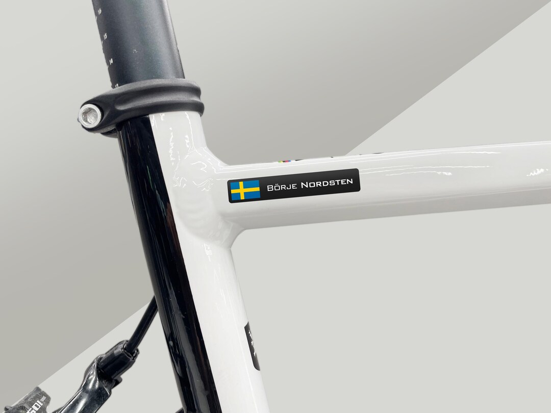 10x Personalised Bike Name and Flag Sticker Label Decal - for Road Bike ...