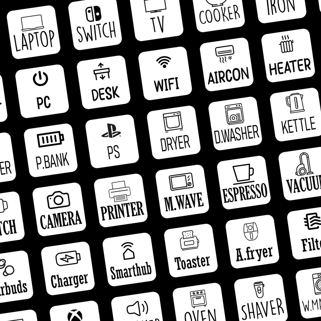 Power Plug Sticker Labels With Icons for Organizing Your Devices ...