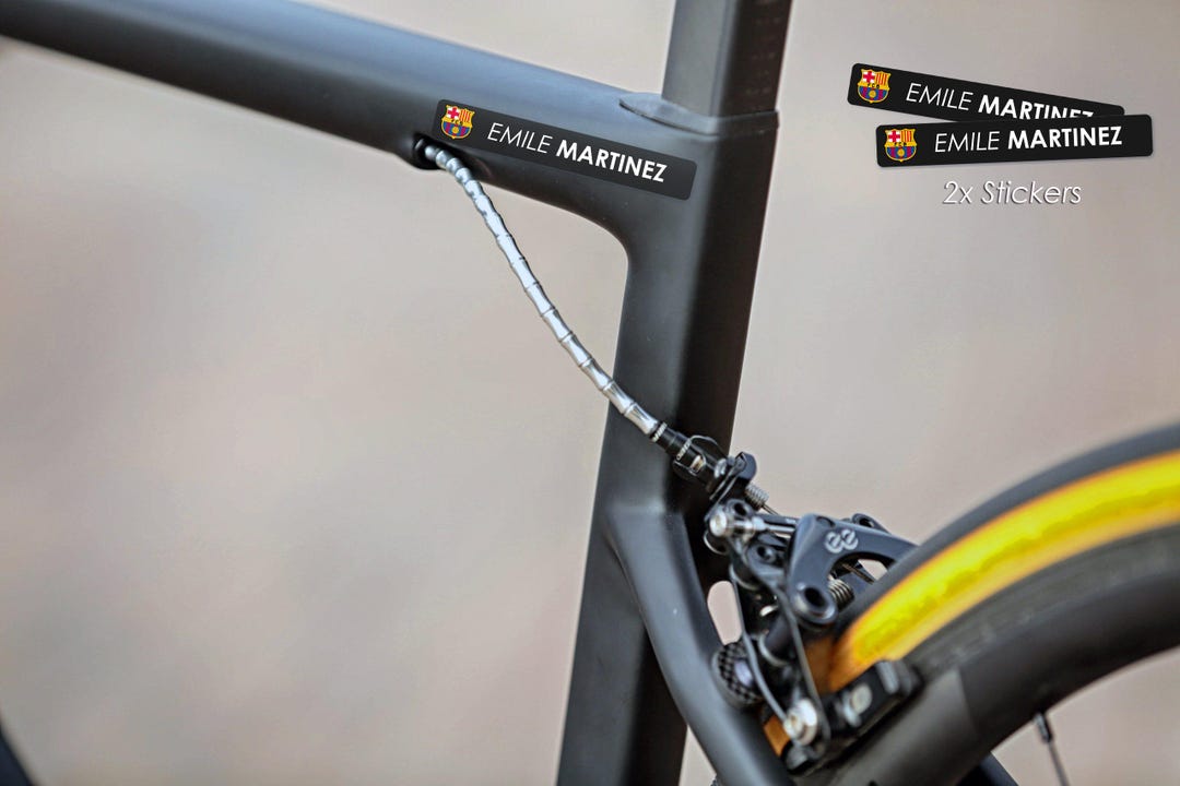 2x Personalised Bike Name and Sports Team Sticker Label Decal on Road ...