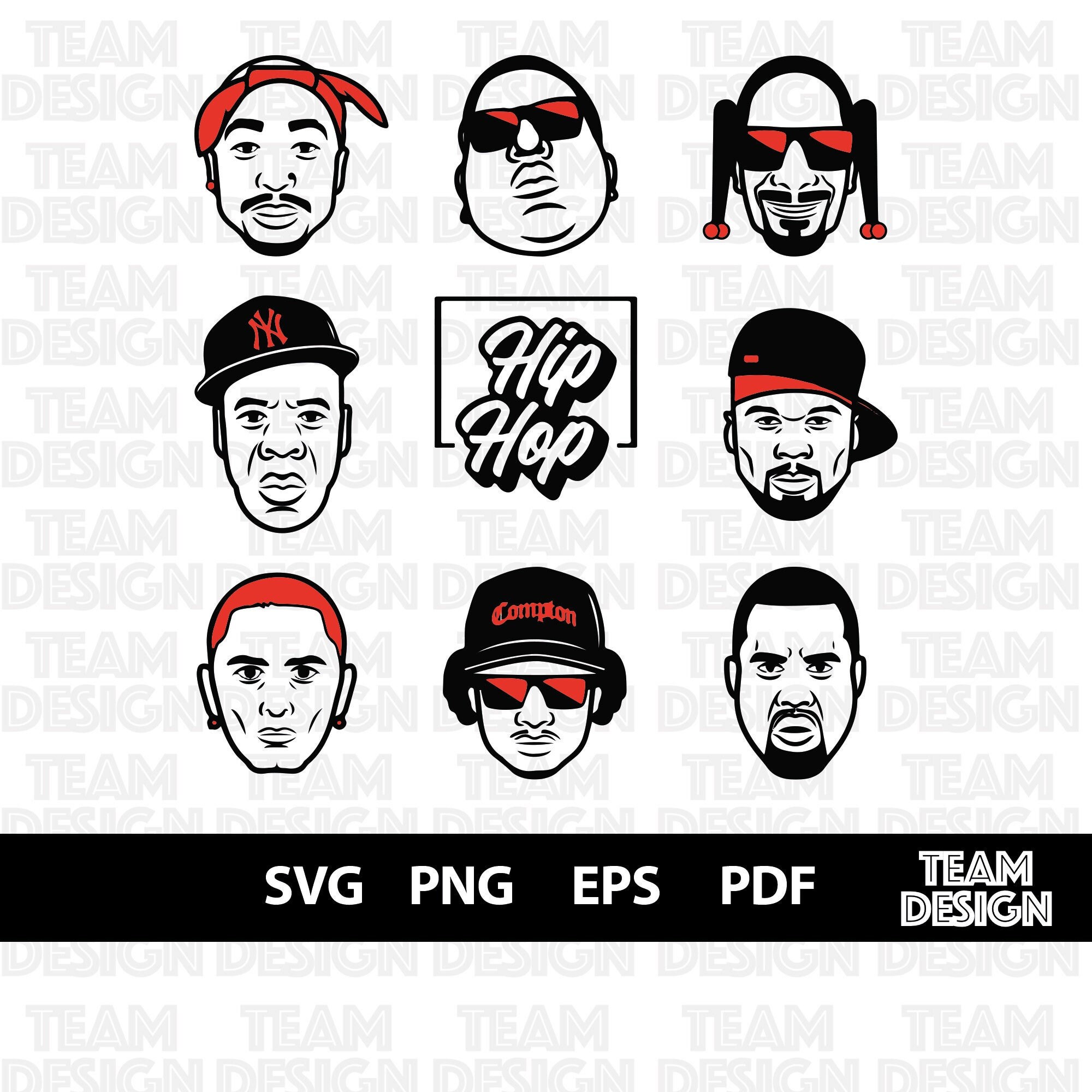 Gangsta rappers svg png pdf jpg 90s hip hop pac cube dre snoop - Etsy ...