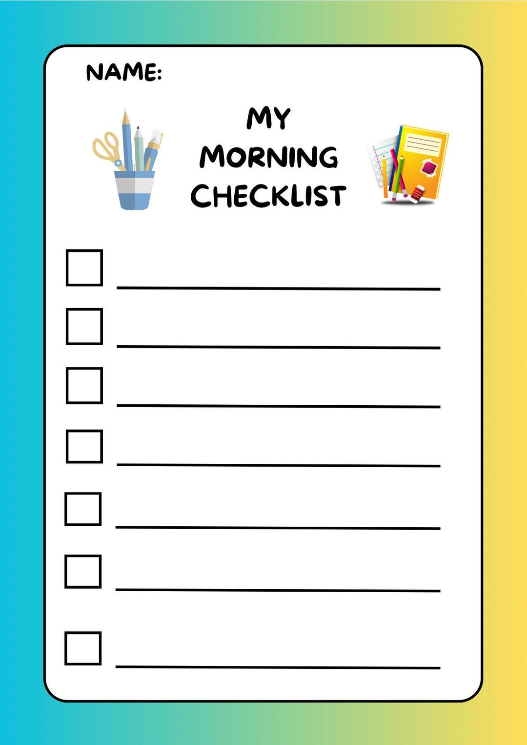 Student Morning Checklist - Etsy