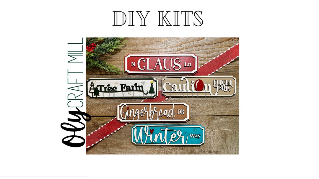 DIY Christmas/winter Street Signs W/ Easel / Tiered Tray Set / Home ...