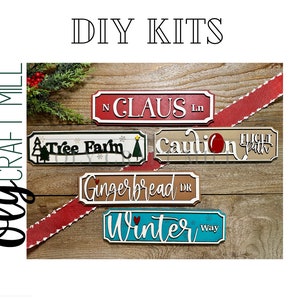 DIY Christmas/winter Street Signs W/ Easel / Tiered Tray Set / Home ...