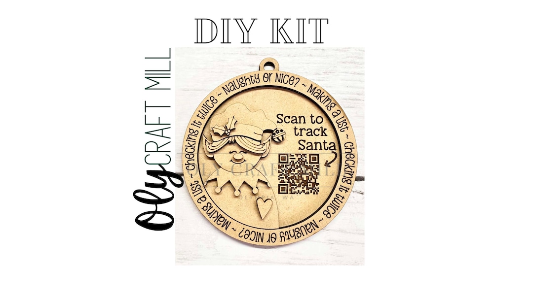 DIY Elf Santa Tracker Ornament / DIY Wood Blank / Unfinished Wood Kit ...