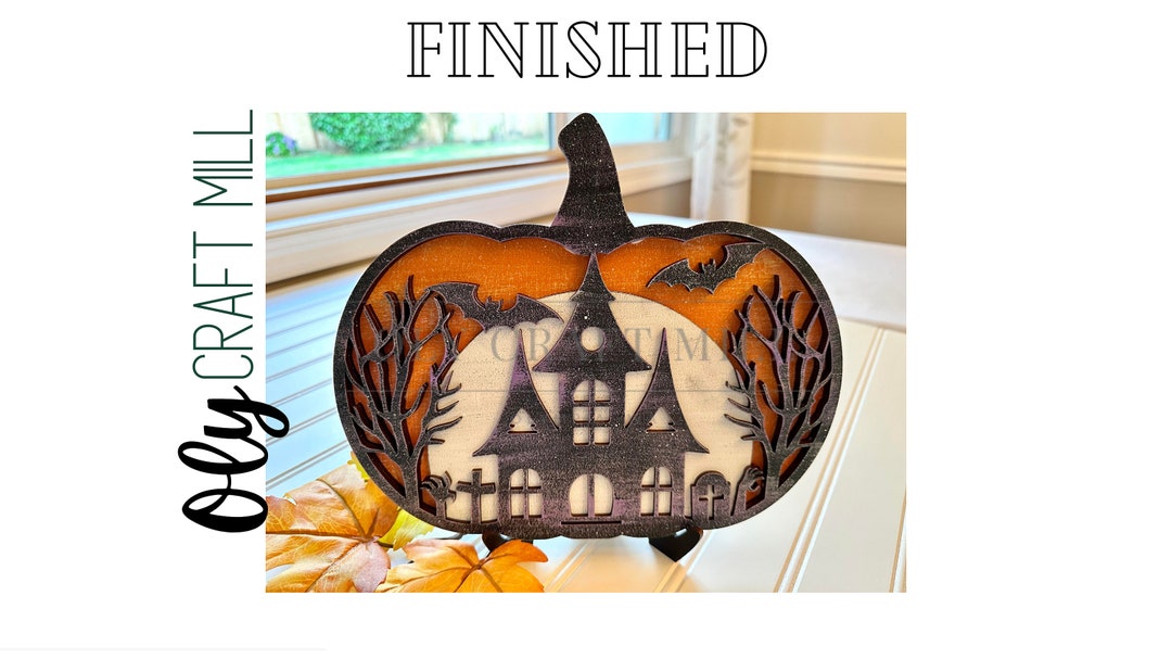 Haunted House Pumpkin Sign Door Hanger / Wreath Add on / Door - Etsy
