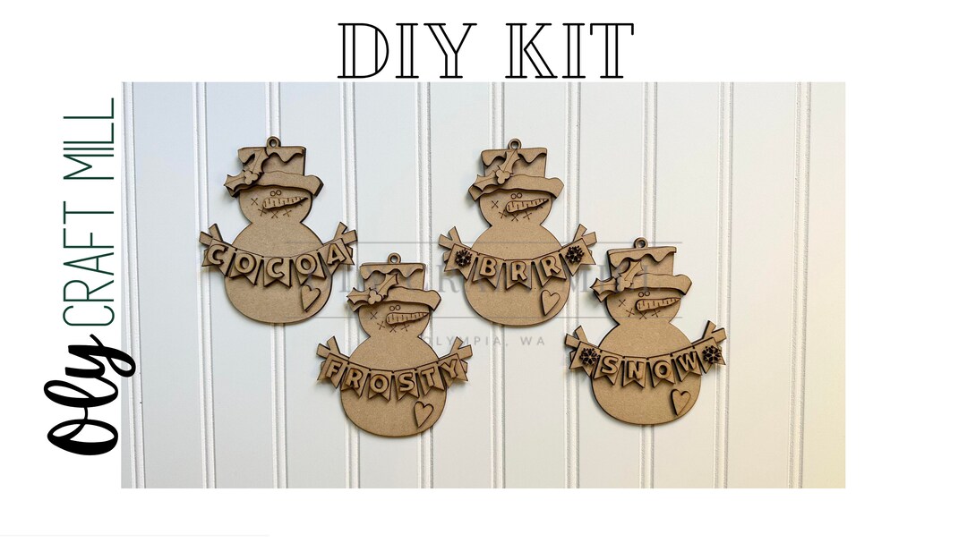 DIY Snowman Banner Christmas Ornaments / DIY Wood Blank / Unfinished ...