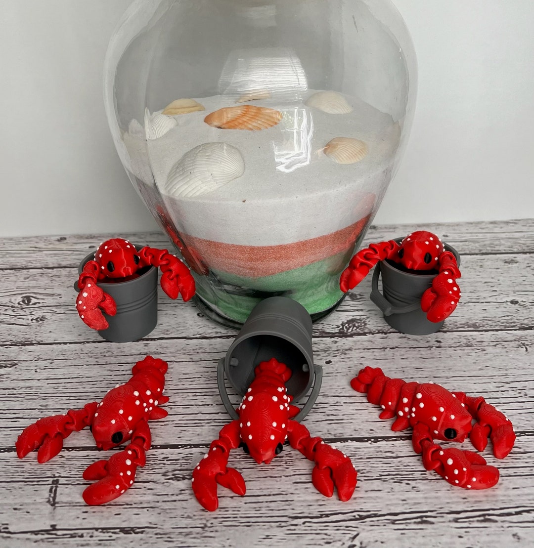 Pocket Lobster Fidget Toy: Articulating Sensory Gift With Bucket - Etsy