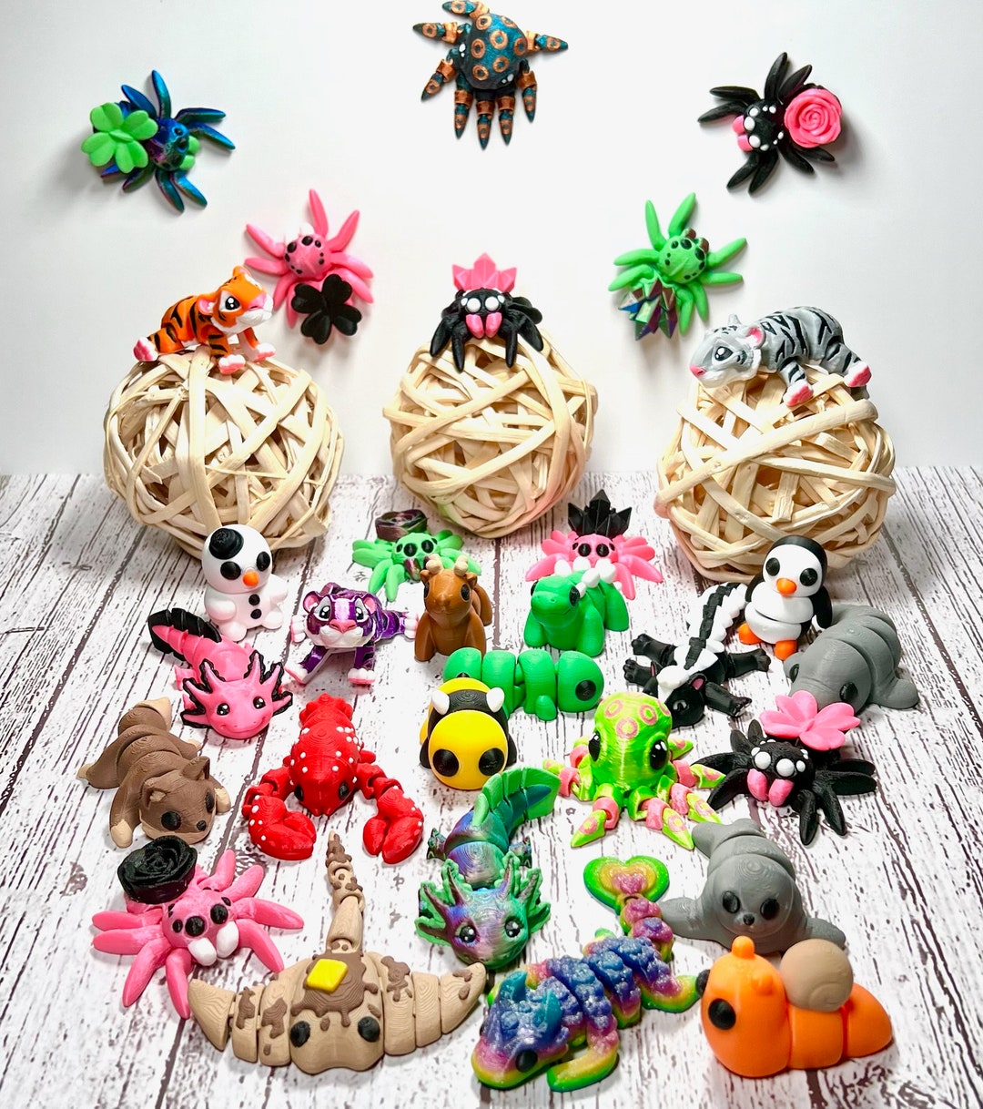 Pocket Fidget Toy Friends 2-4 Long Animal Fidget Figures. Gift, Stress ...