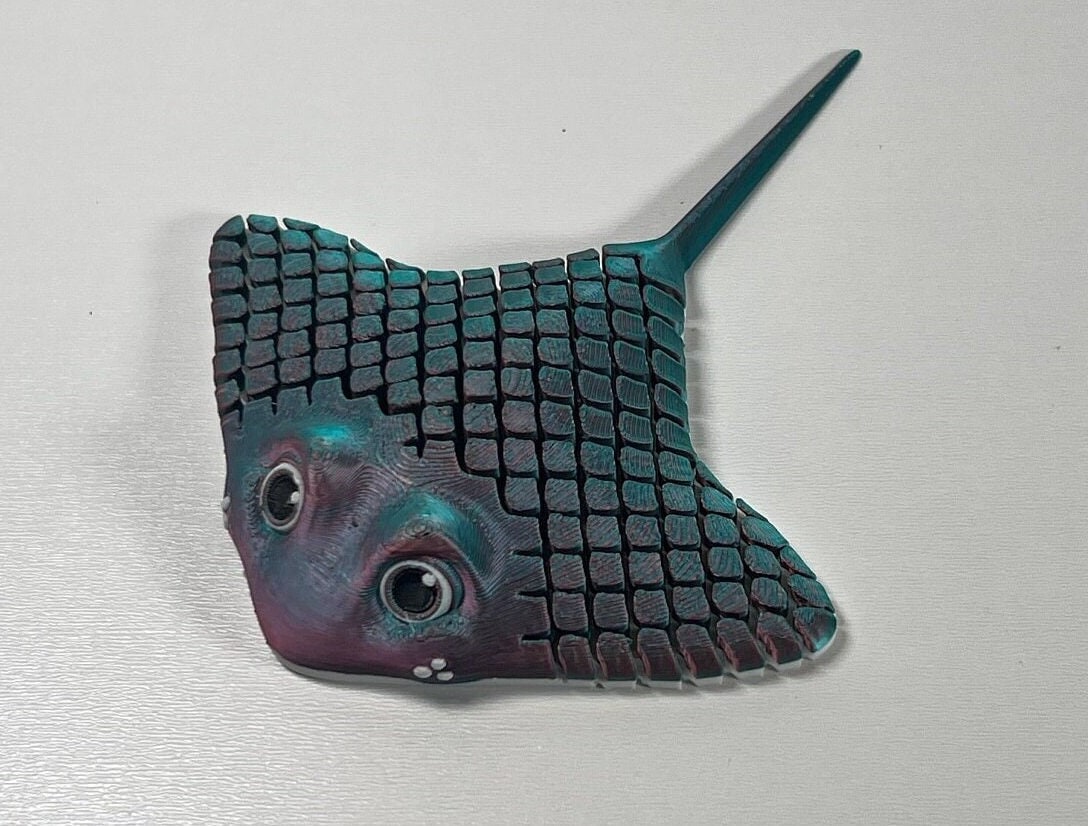 Articulated Manta Ray: Teal & Orange Fidget Toy - Etsy