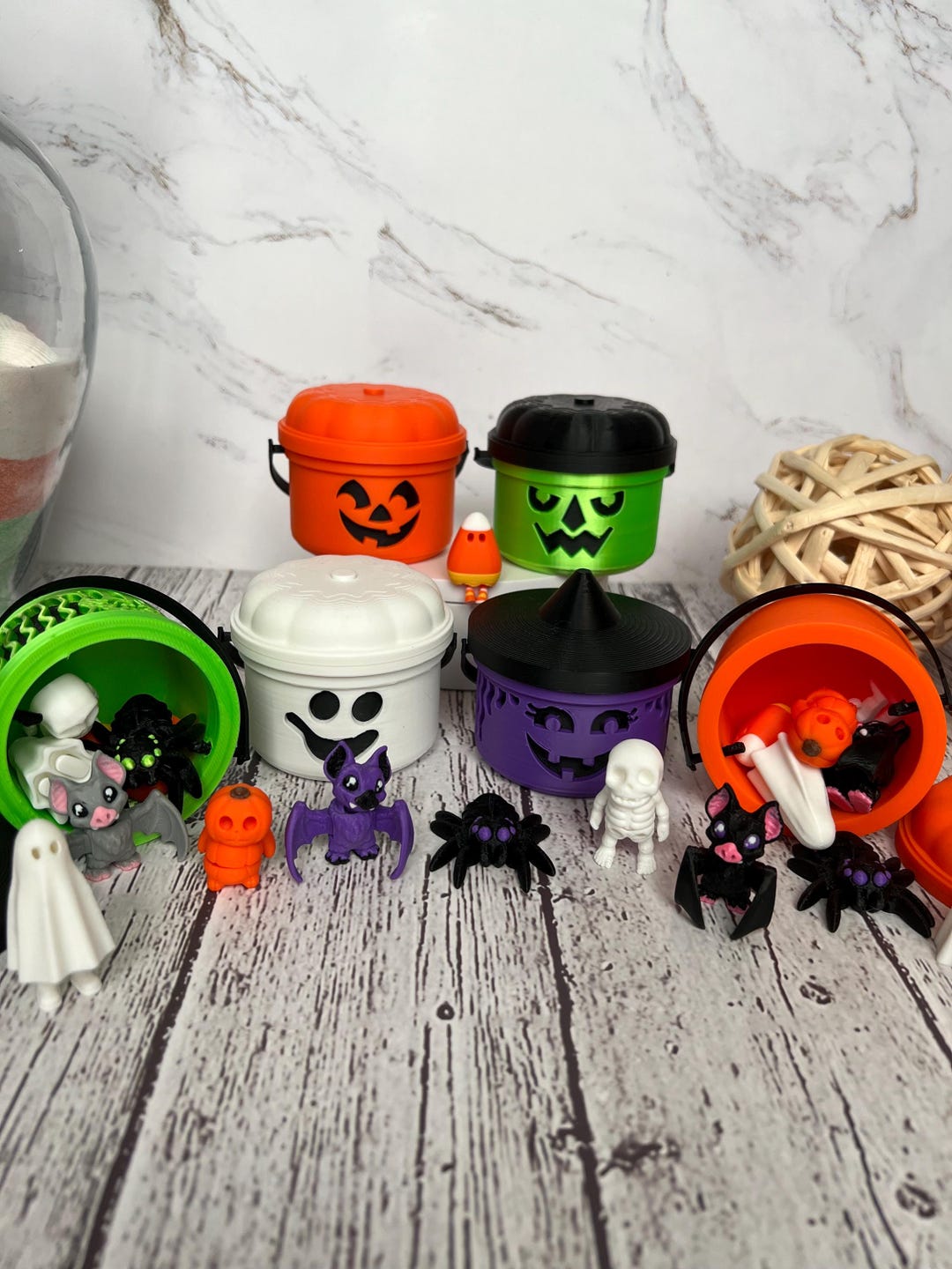 3D Printed Halloween Fidget Figures With Pumpkin Bucket: Special ...