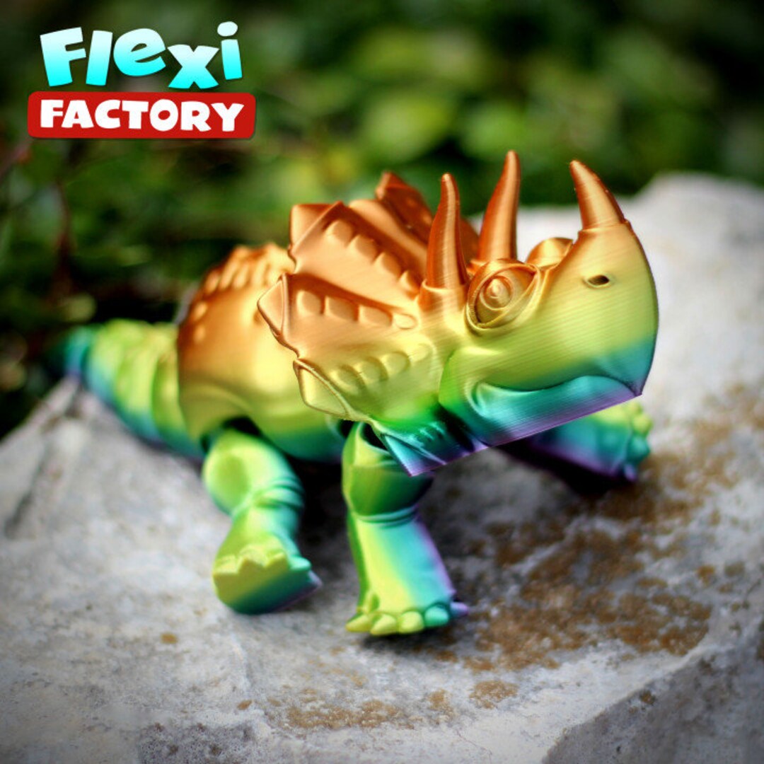 3D Printed, Flexible, Wiggly and Jiggly Triceratops Dinosaur Fidget Toy ...