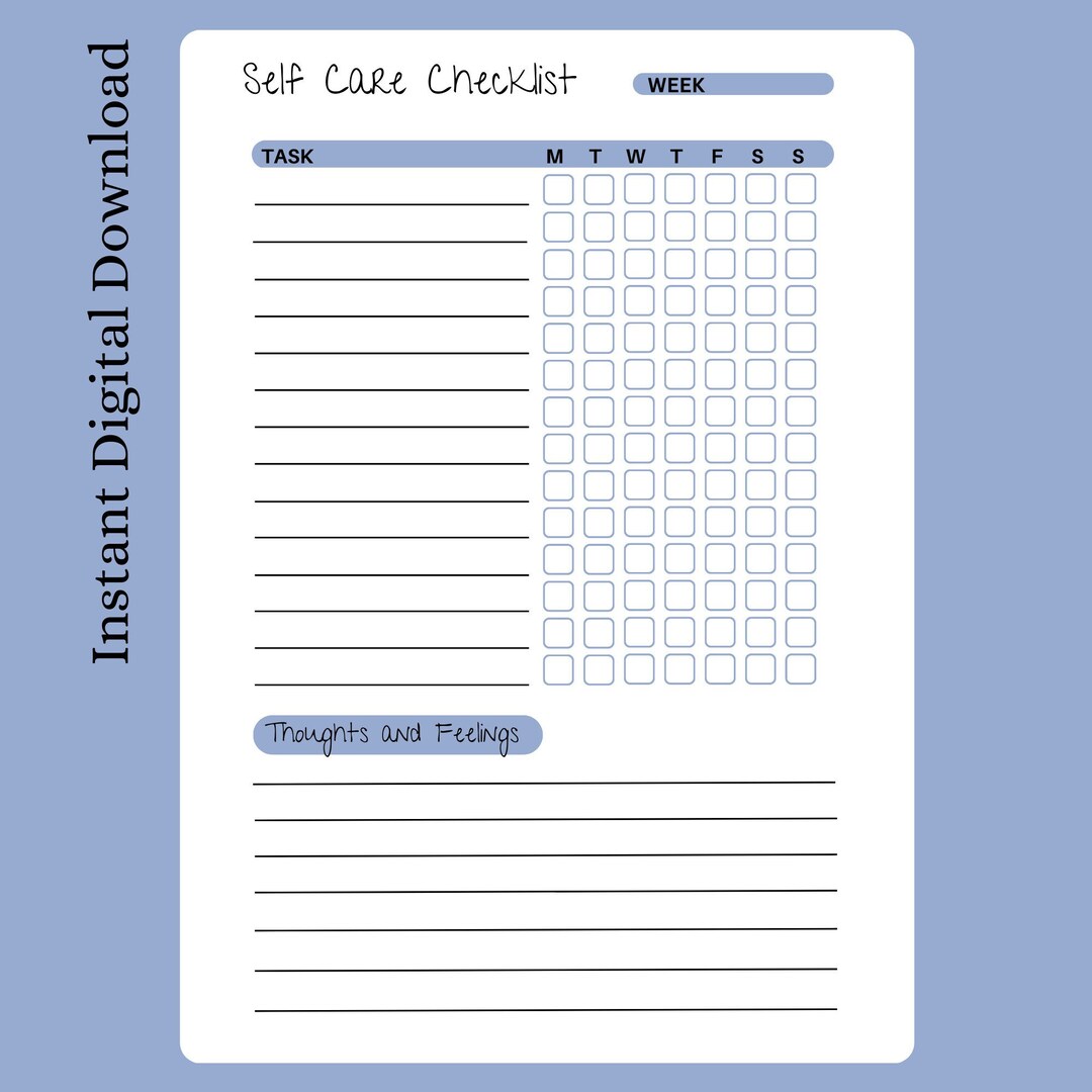 Self Care Checklist Printable Self Care to Do List - Etsy