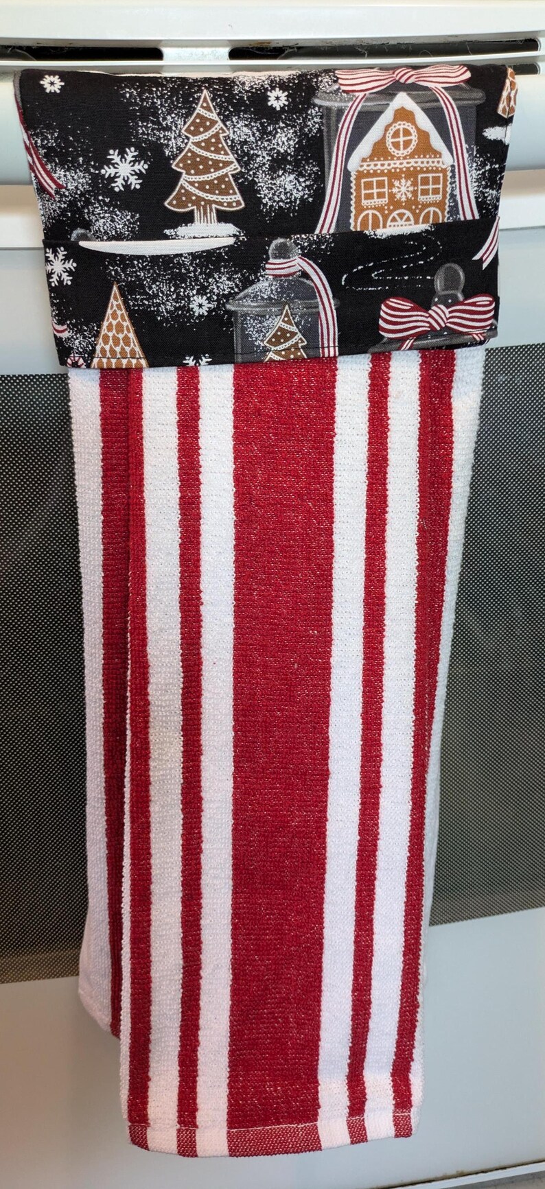 Hanging Kitchen Towel, Gingerbread House Christmas Stove Handle Towel ...