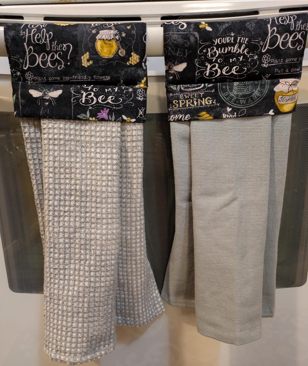 Hanging Kitchen Towel, Honey Bees Beehive Stove Handle Towel in Terry ...