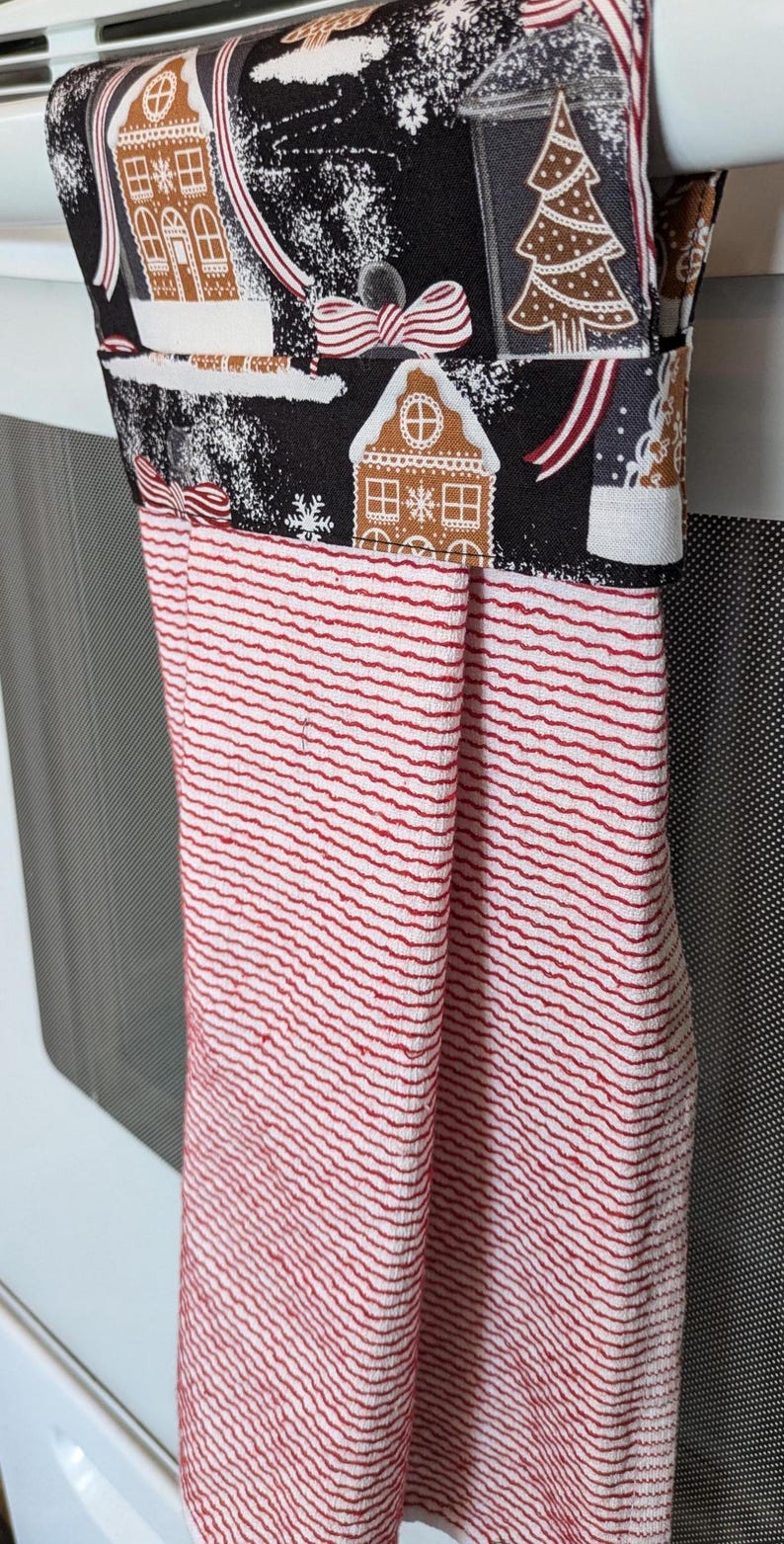 Hanging Kitchen Towel, Gingerbread House Christmas Stove Handle Towel ...
