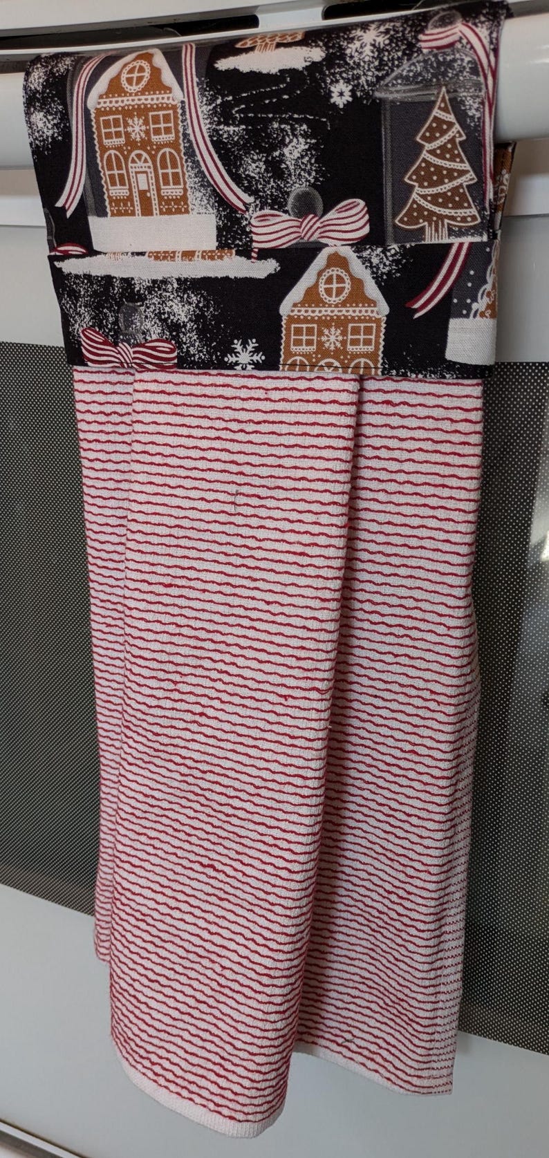 Hanging Kitchen Towel, Gingerbread House Christmas Stove Handle Towel ...