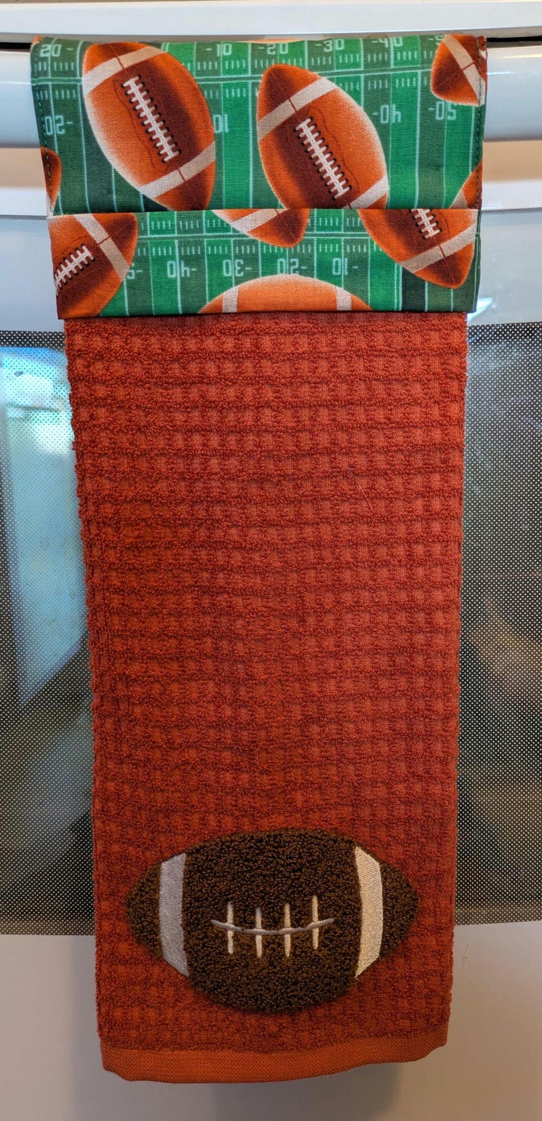 Football Hanging Kitchen Towel, 2 Choices Available, Handmade With ...