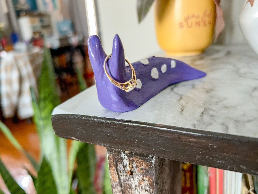 Cute Clay Sculpted Slug Ring Holder Handmade Slug Purple Slug - Etsy