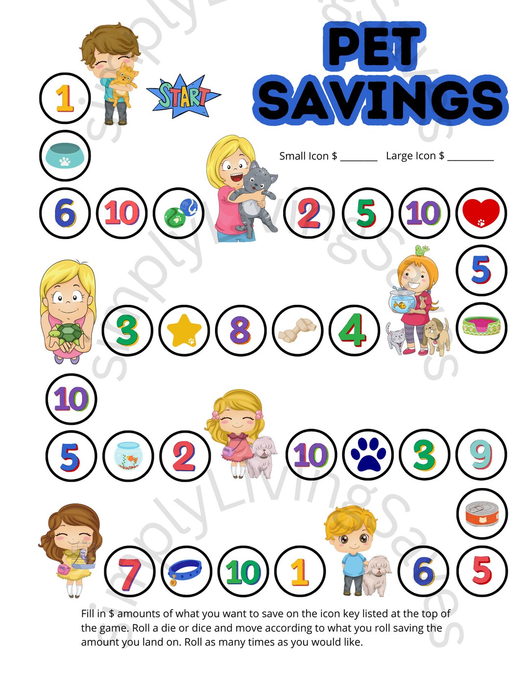 Cute 8.5 X 11 Pet Savings Challenge Board Game - Etsy