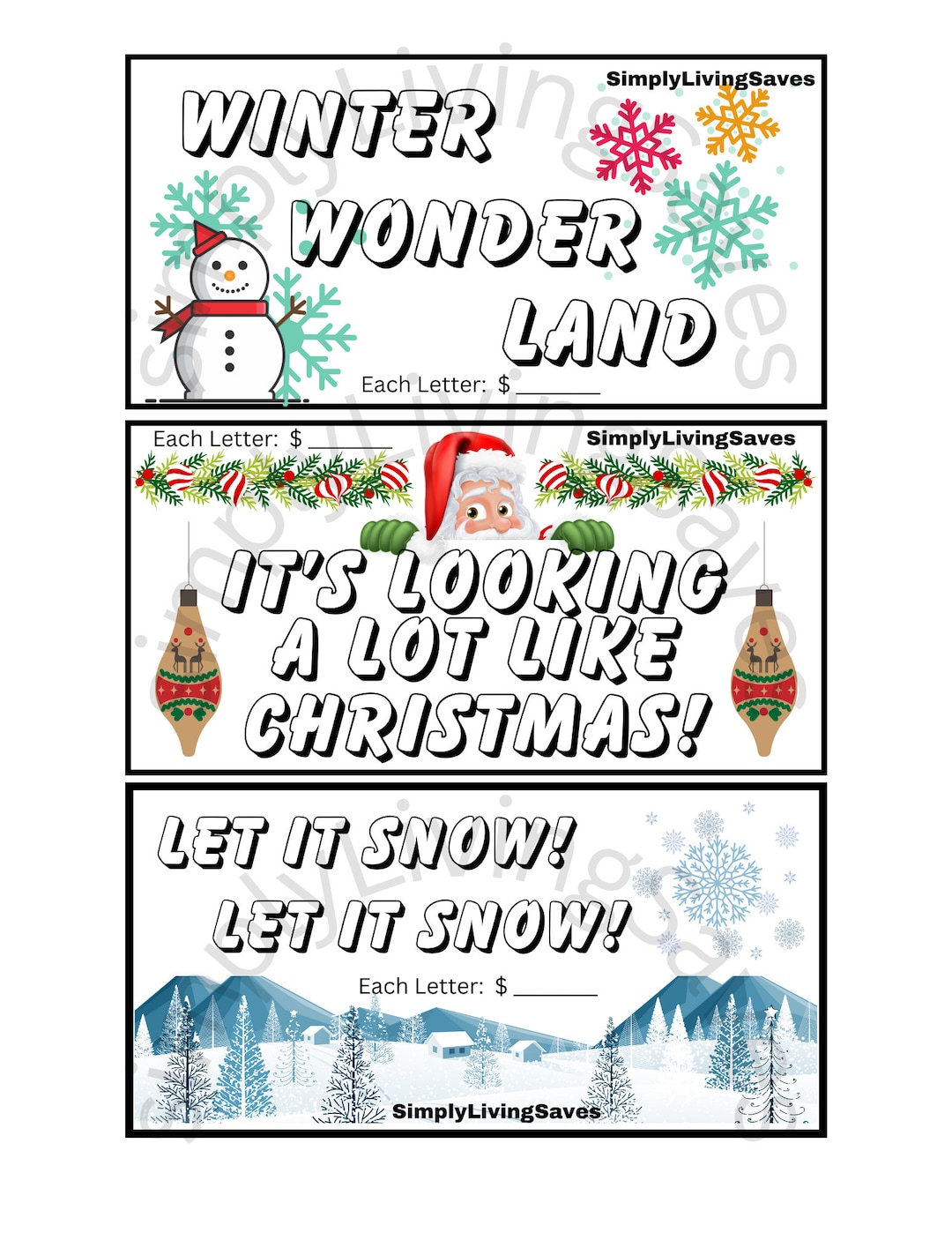 Cute Winter Coloring A6 Savings Challenge Set - Etsy