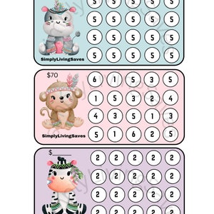Cute A6 Zoo Animal Savings Challenge Set of 6 - Etsy