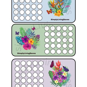 Cute A6 Tropical Flower Savings Challenge Set of 6 - Etsy