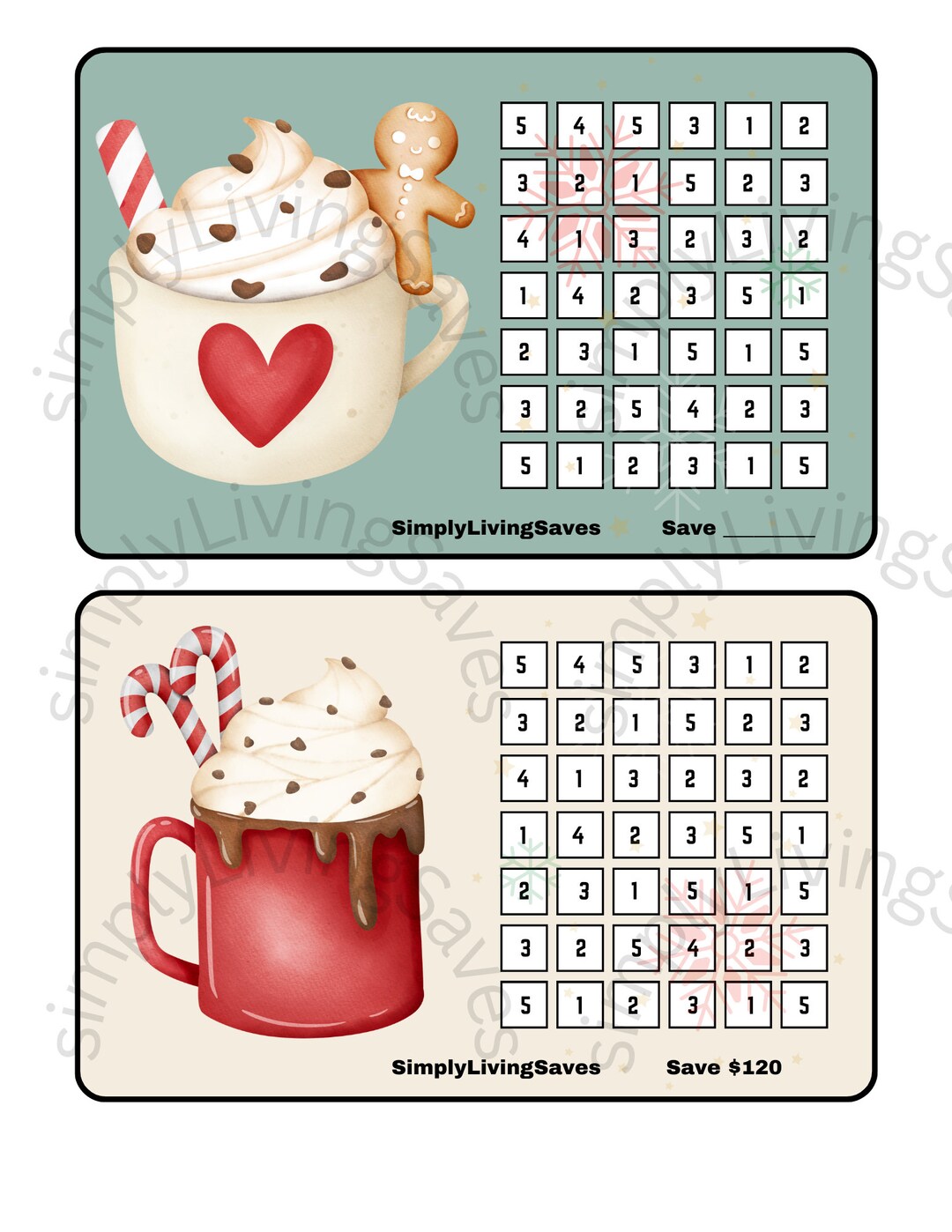 Cute A5 Hot Cocoa Savings Challenge Set of 4 - Etsy