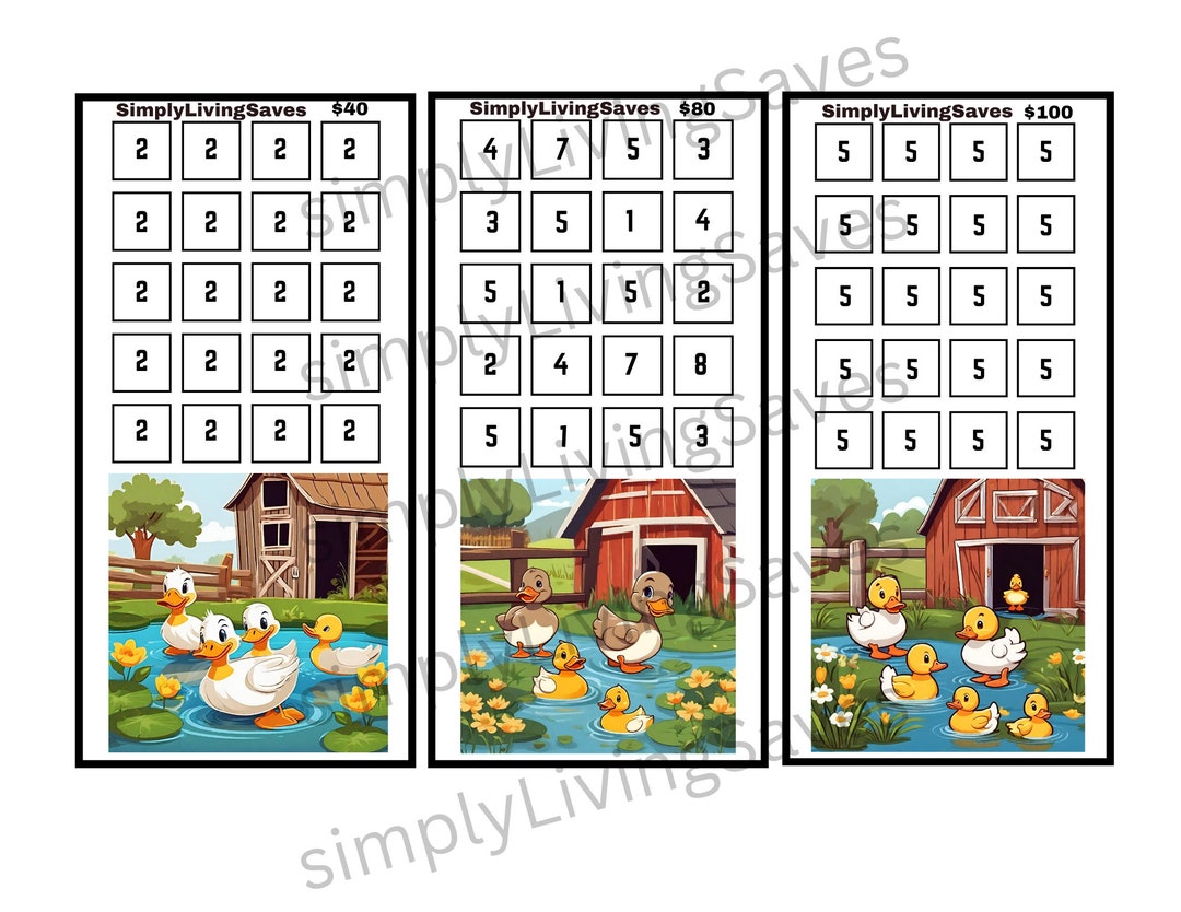 Cute Duck A6 Savings Challenge Set of 6 - Etsy